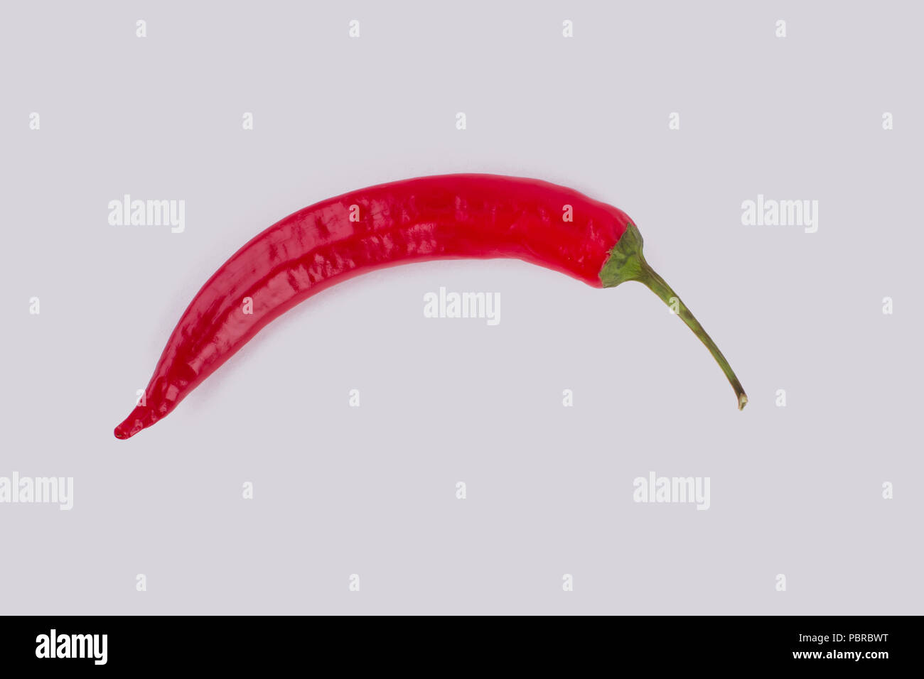 Spicy chili pepper over white isolated background. One single red ...