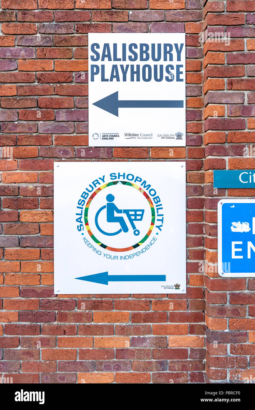 Shop mobility sign Stock Photo - Alamy