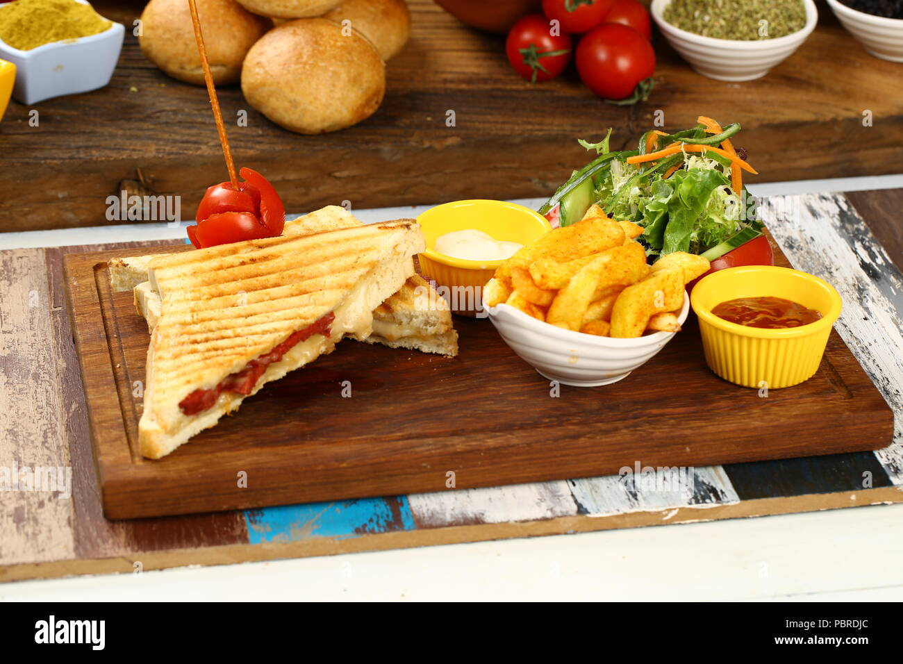Fresh toasted panini sandwich Stock Photo - Alamy