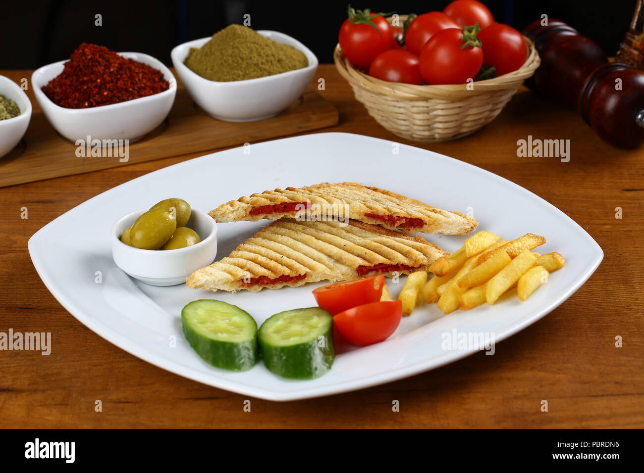 Fresh toasted panini sandwich Stock Photo - Alamy