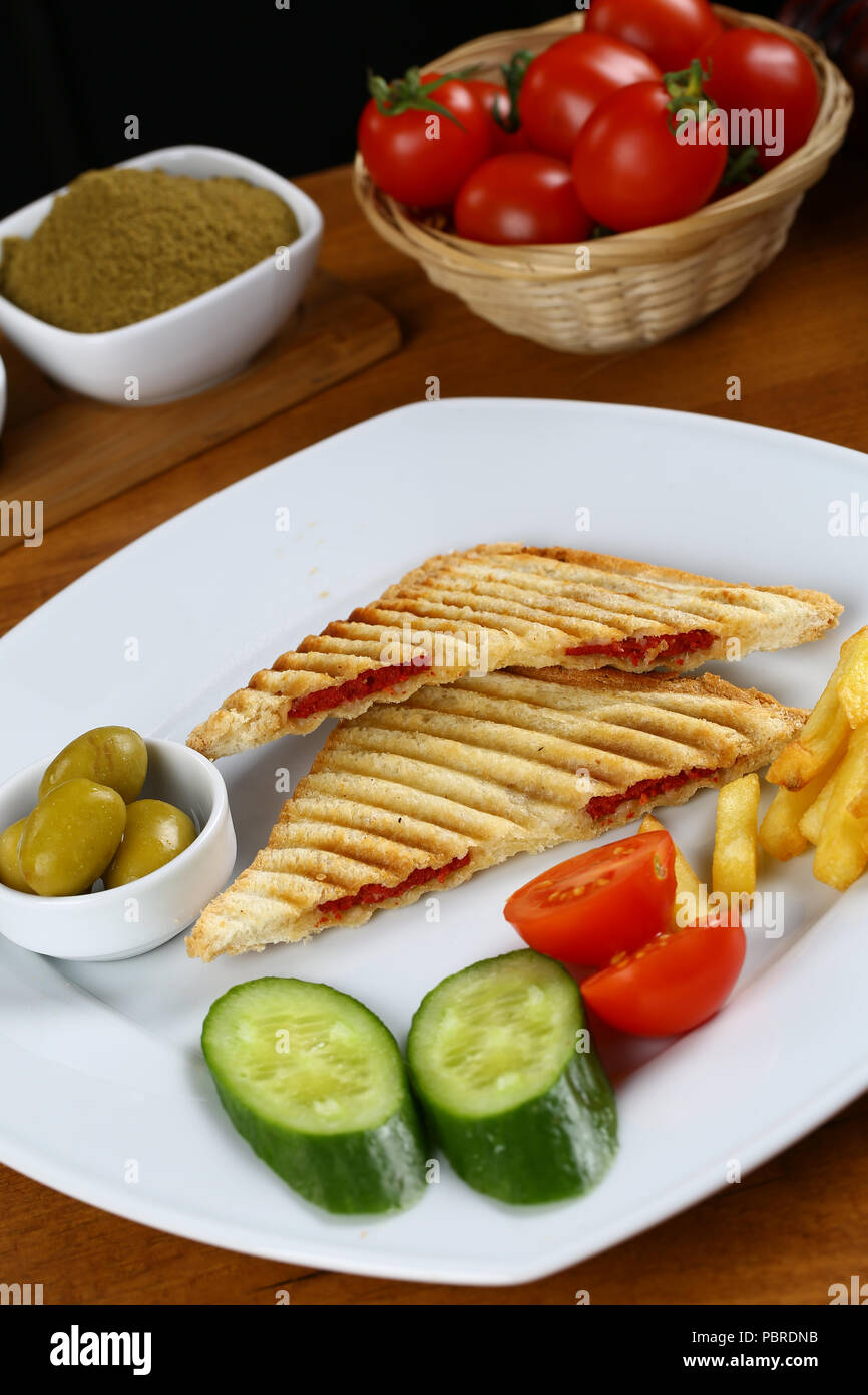 Fresh toasted panini sandwich Stock Photo - Alamy