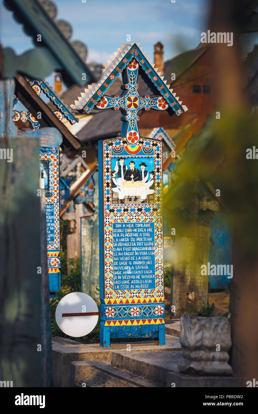 SAPANTA, ROMANIA - 04 JULY, 2015- The merry cemetery of Sapanta ...