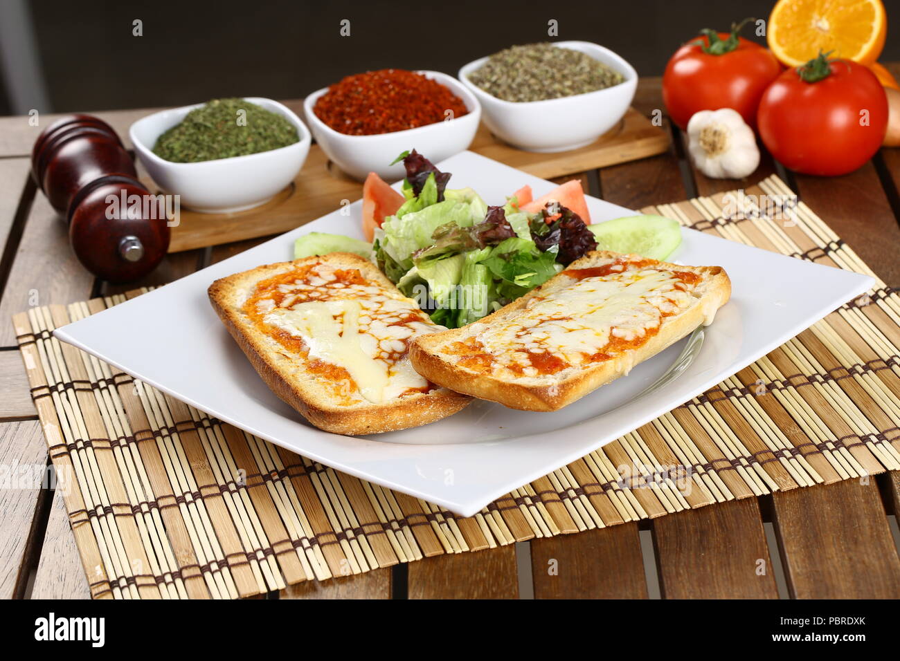 Toasted Sandwich with French Fries and garnish Stock Photo - Alamy