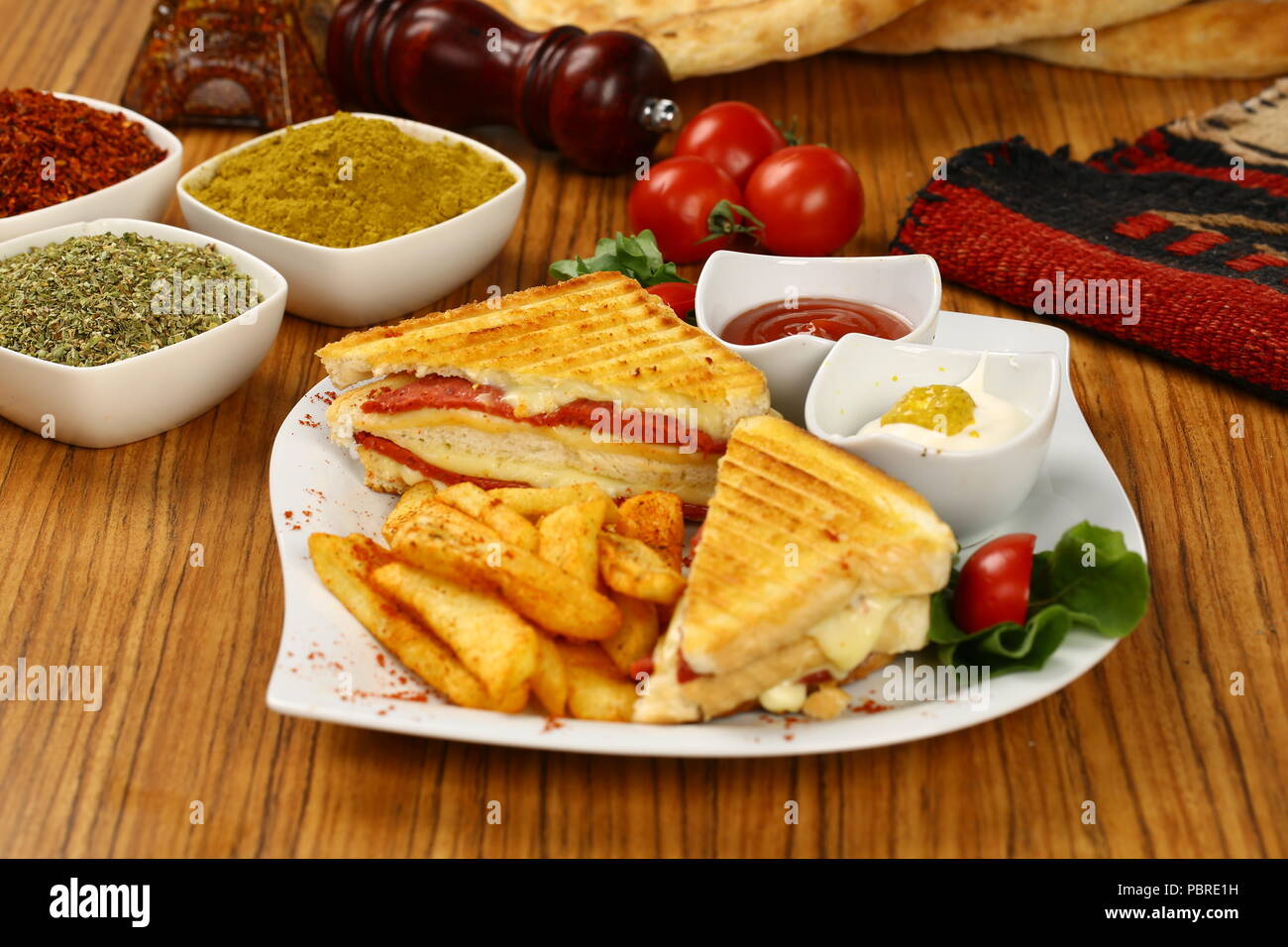 Fresh toasted panini sandwich Stock Photo - Alamy