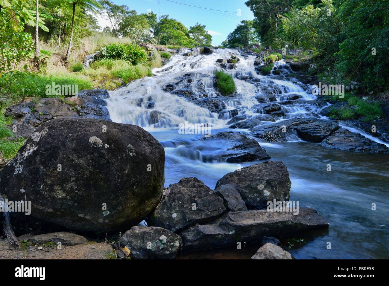 Mungalli Falls upper rapids, Atherton Tablelands, QLD, Australia Stock ...