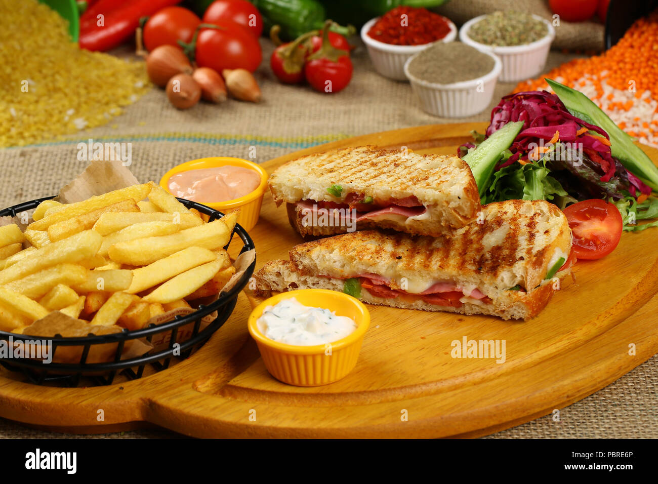 Fresh toasted panini sandwich Stock Photo - Alamy