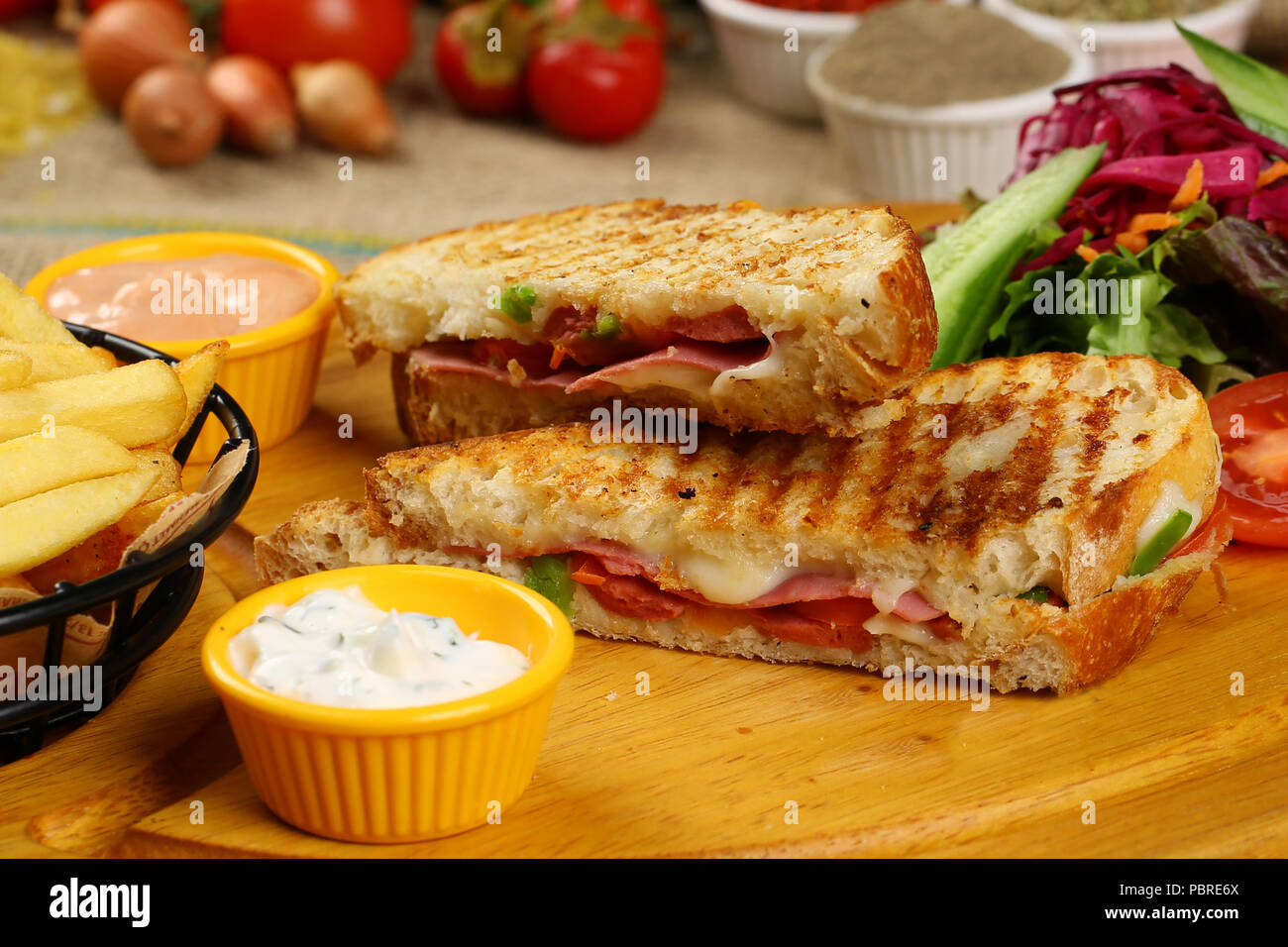 Fresh toasted panini sandwich Stock Photo - Alamy