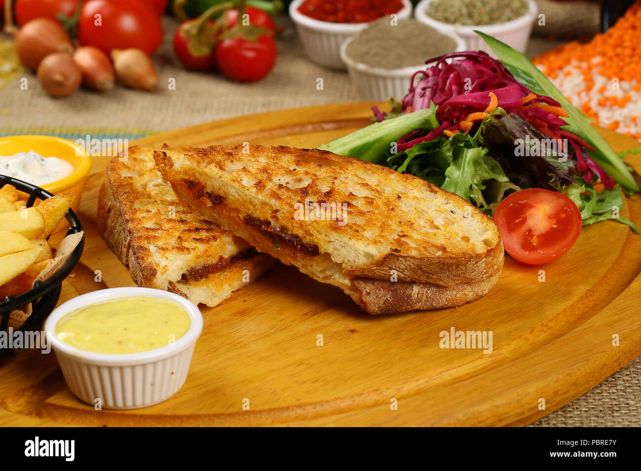 Fresh toasted panini sandwich Stock Photo - Alamy