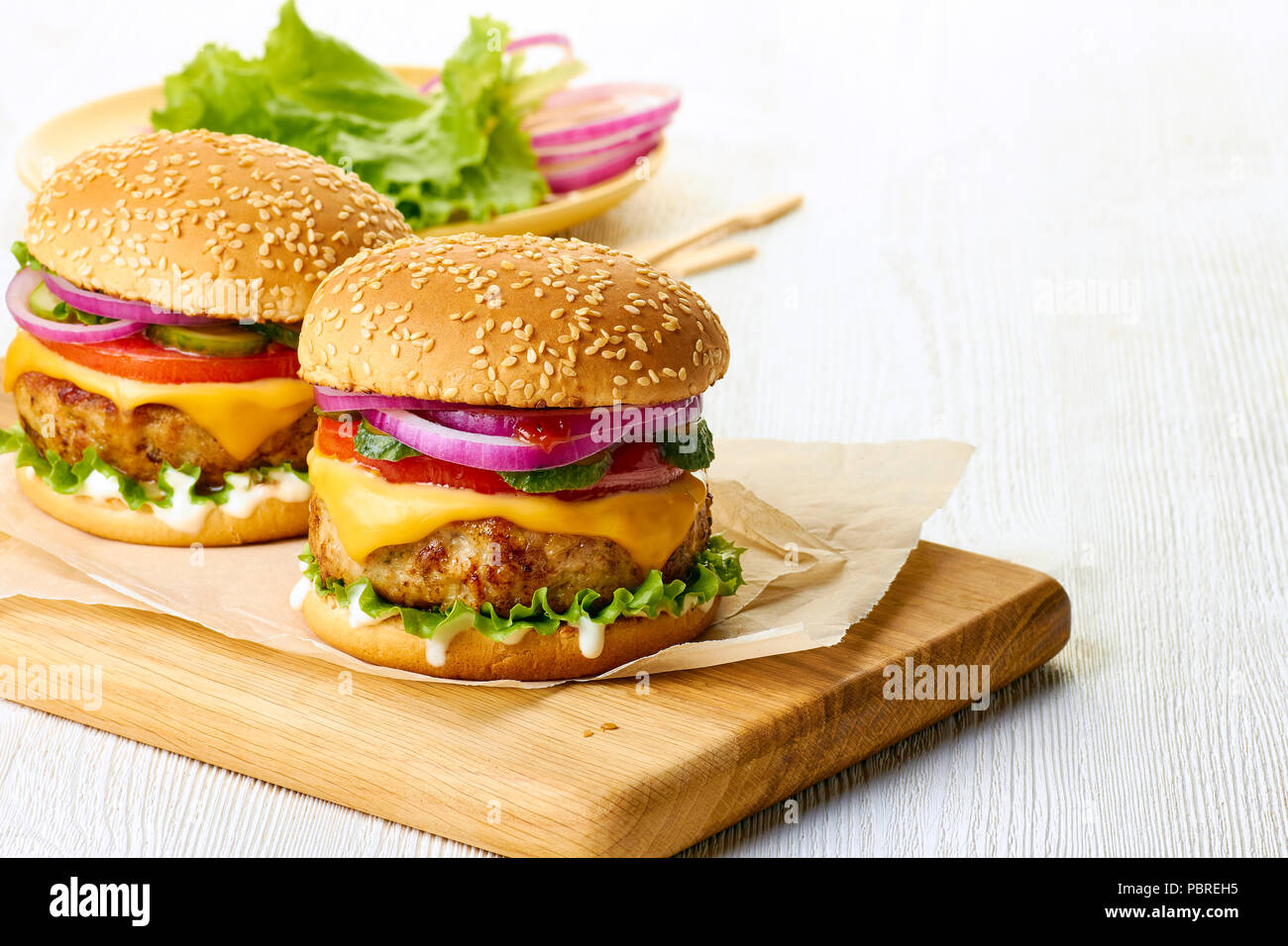 Two homemade burgers on hi-res stock photography and images - Alamy