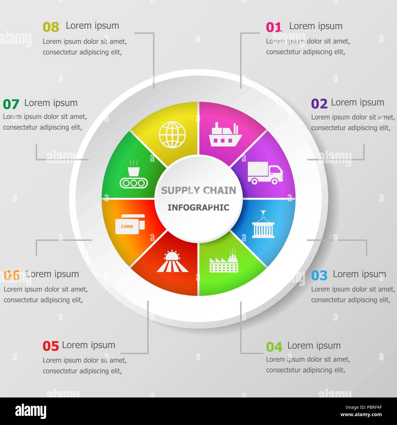 Infographic design template with supply chain icons, stock vector Stock ...