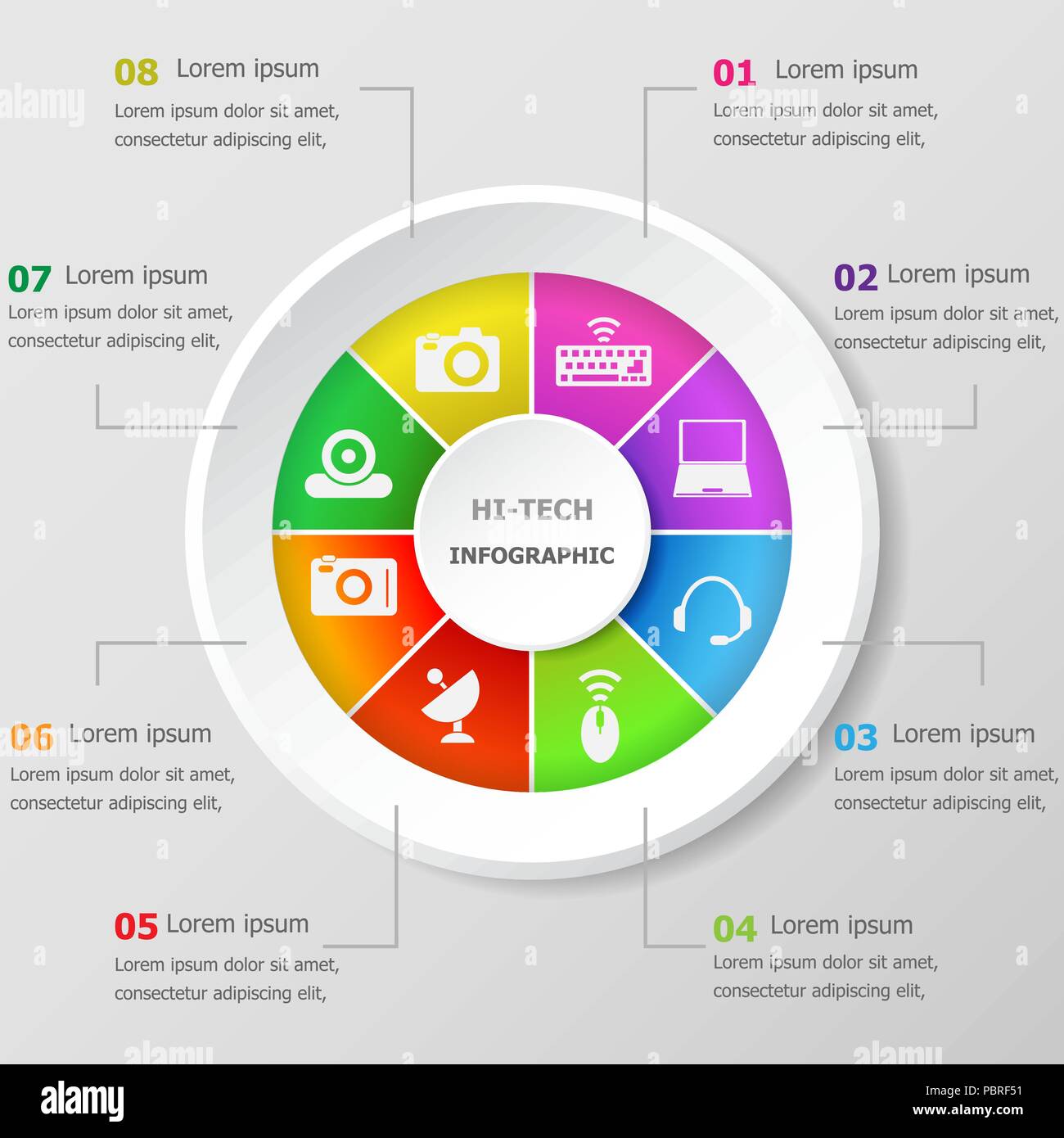 Infographic design template with hi-tech icons, stock vector Stock ...