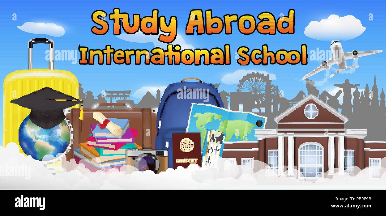 study abroad international school banner poster Stock Vector Image ...