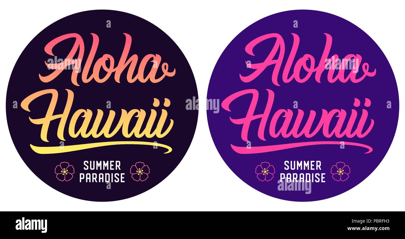 Summer lettering of Aloha Hawaii. Vector illustration of Aloha Hawaii ...