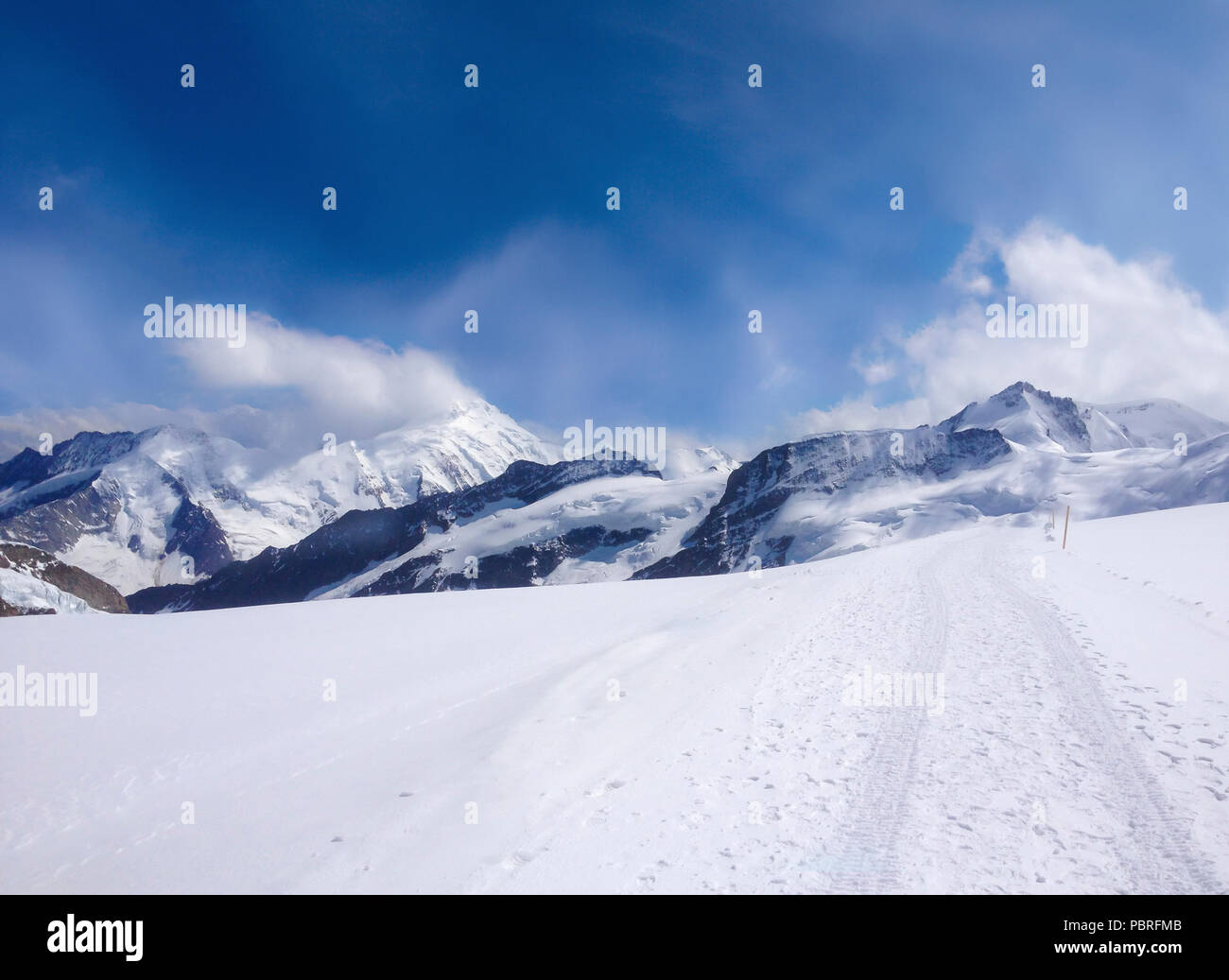 Stunning Beautiful Panoramic view of Snowcapped Bernese mountain alps ...