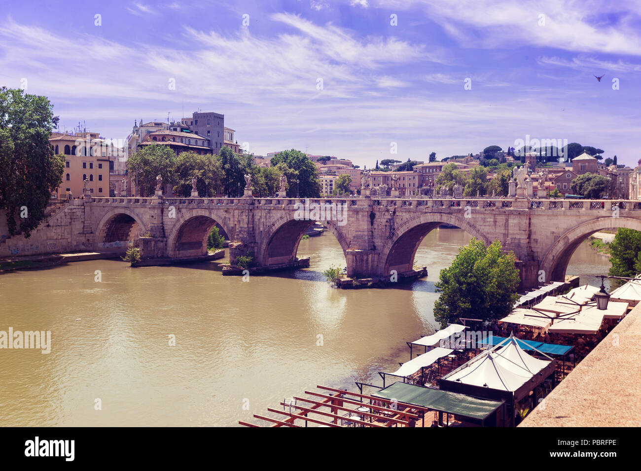 View of famous Sant Angelo Bridge Stock Photo - Alamy