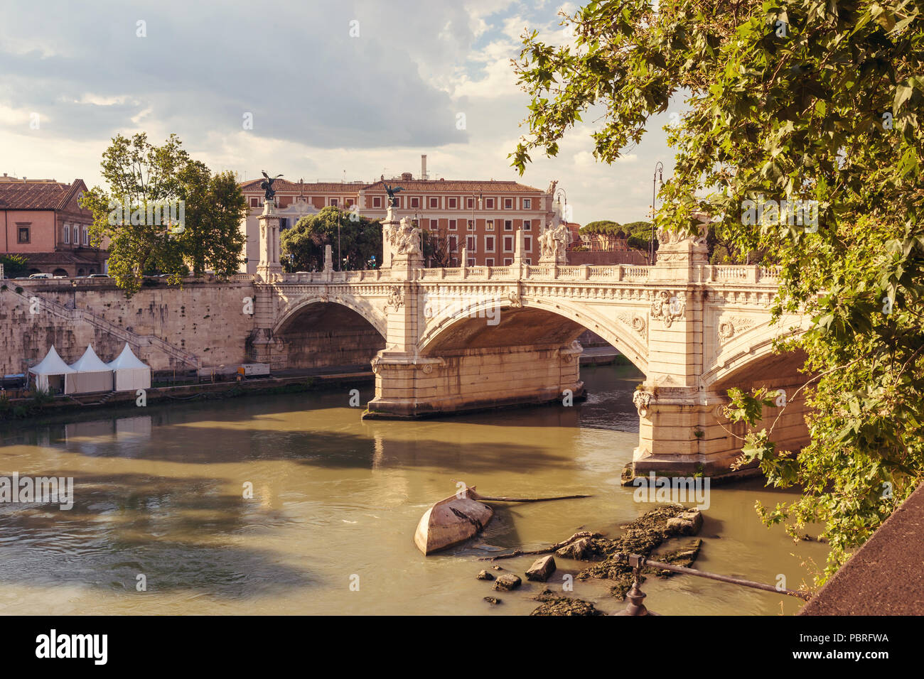 View of famous Sant Angelo Bridge Stock Photo - Alamy