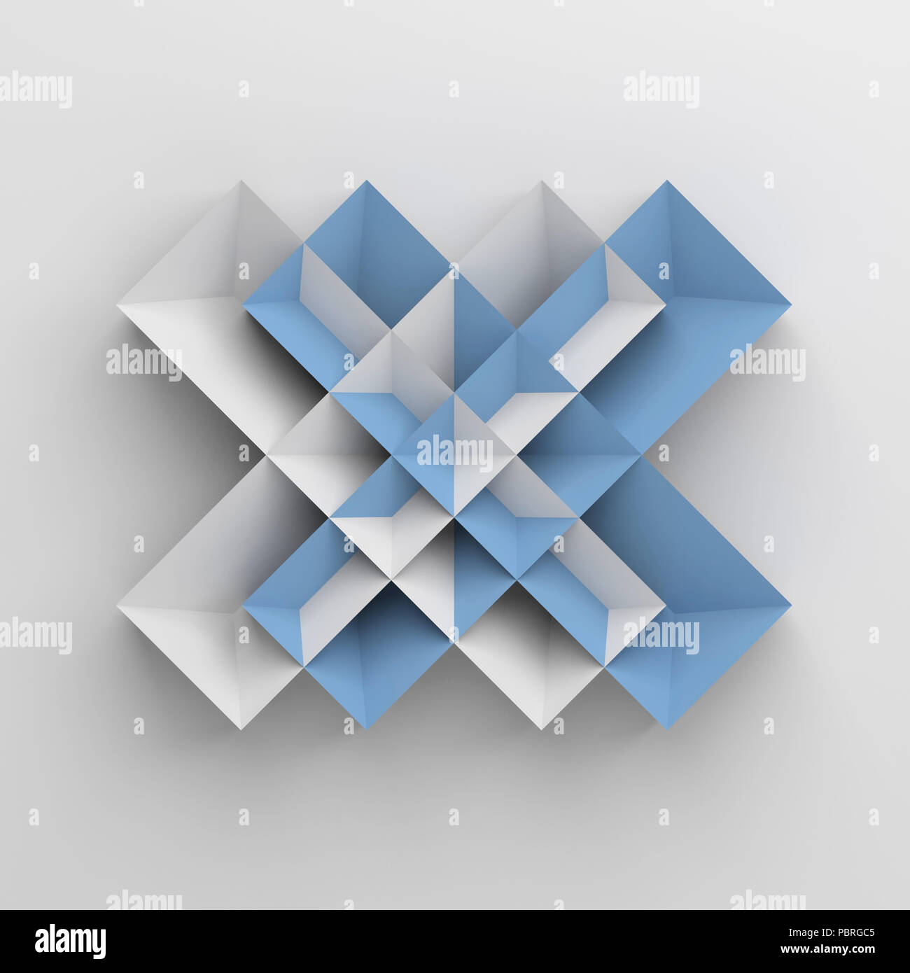 Abstract origami object over white background, 3d render illustration ...