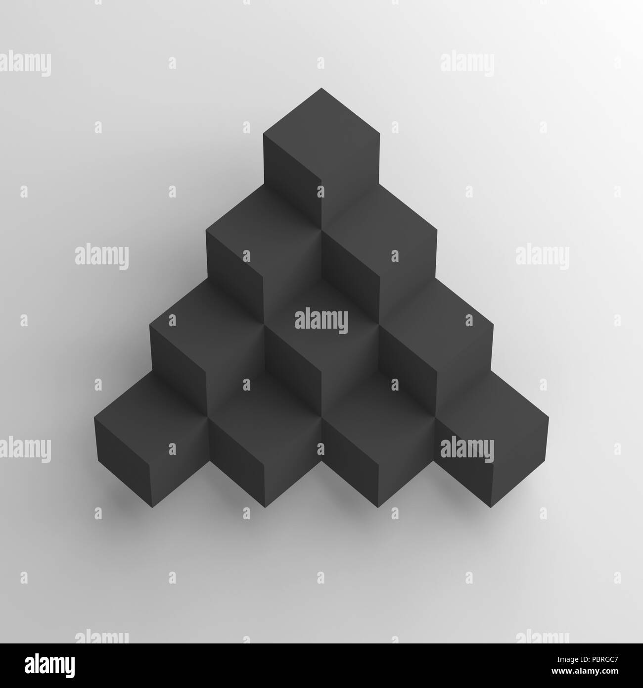 Abstract Black Cubical Object Over White Background 3d Render