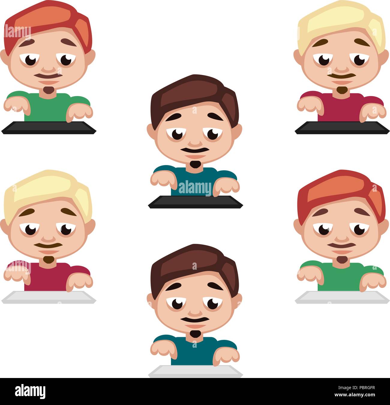 Set of cartoon male character using keyboard Stock Vector Image & Art ...