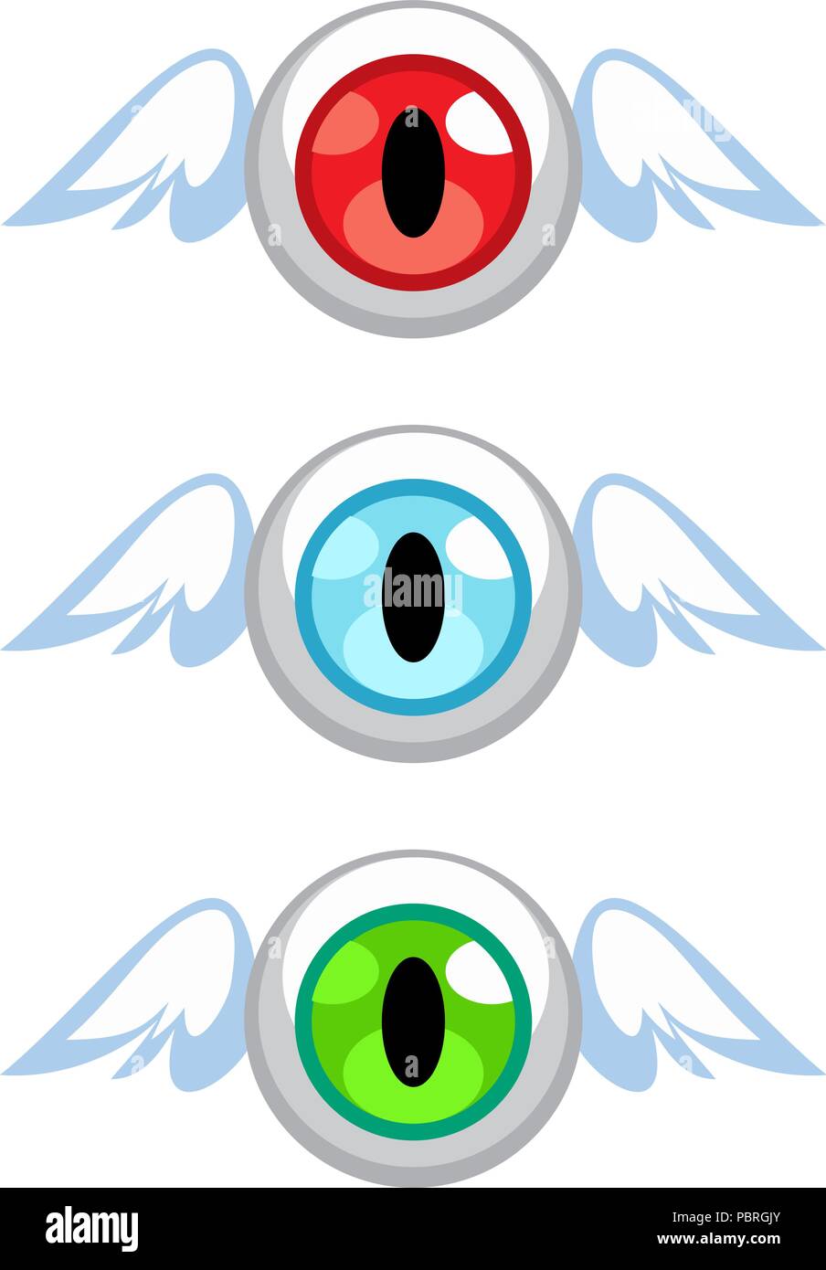 Isolated cartoon vector blue, green, red eyeball icon Stock Vector ...