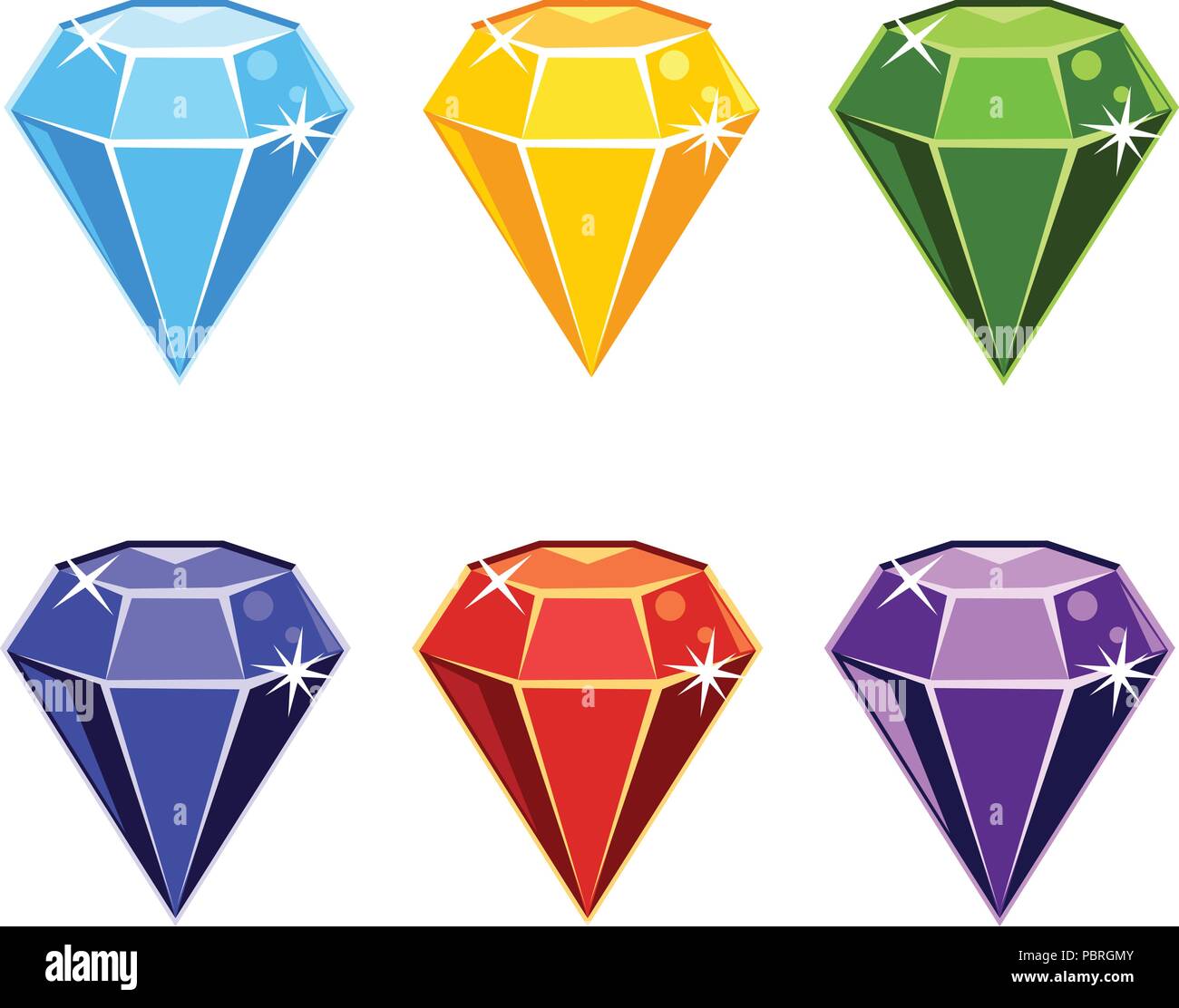 Set of cartoon gemstones in different colors Stock Vector Image & Art ...