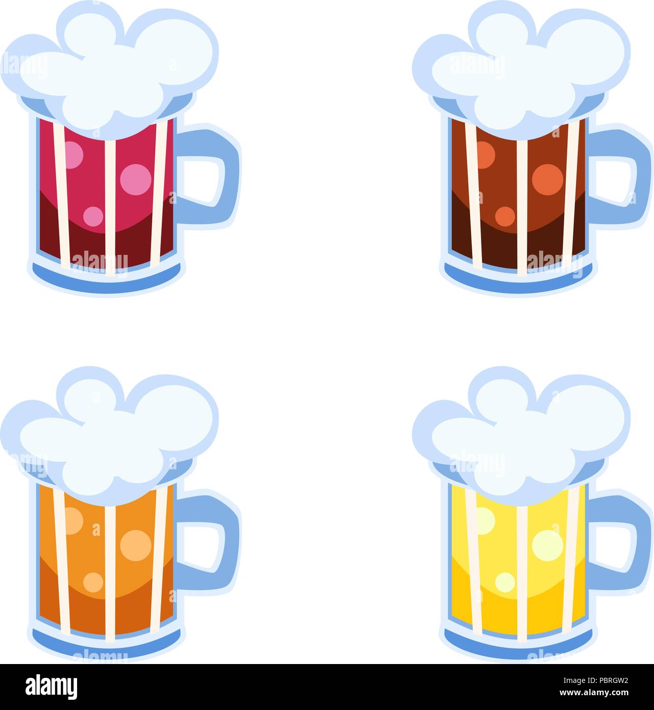 Cartoon vector mugs of beer icons Stock Vector Image & Art - Alamy
