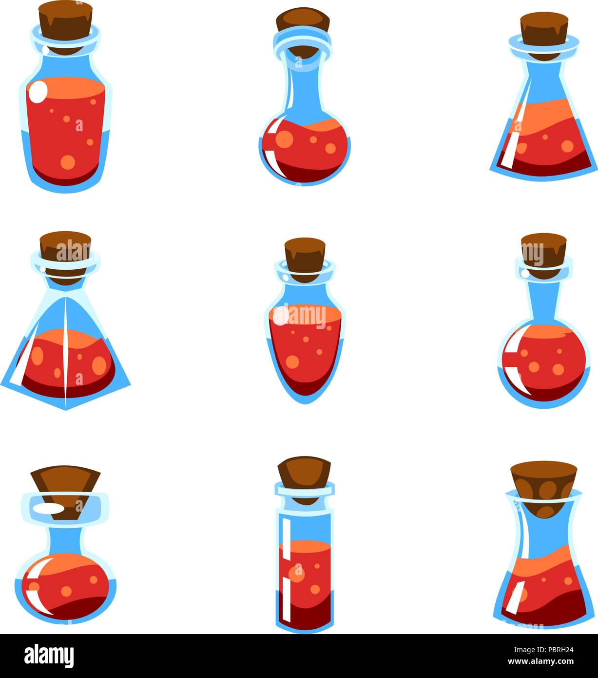 Vector Potion Icon Magic Potion Bottle Poison Vial Different Forms