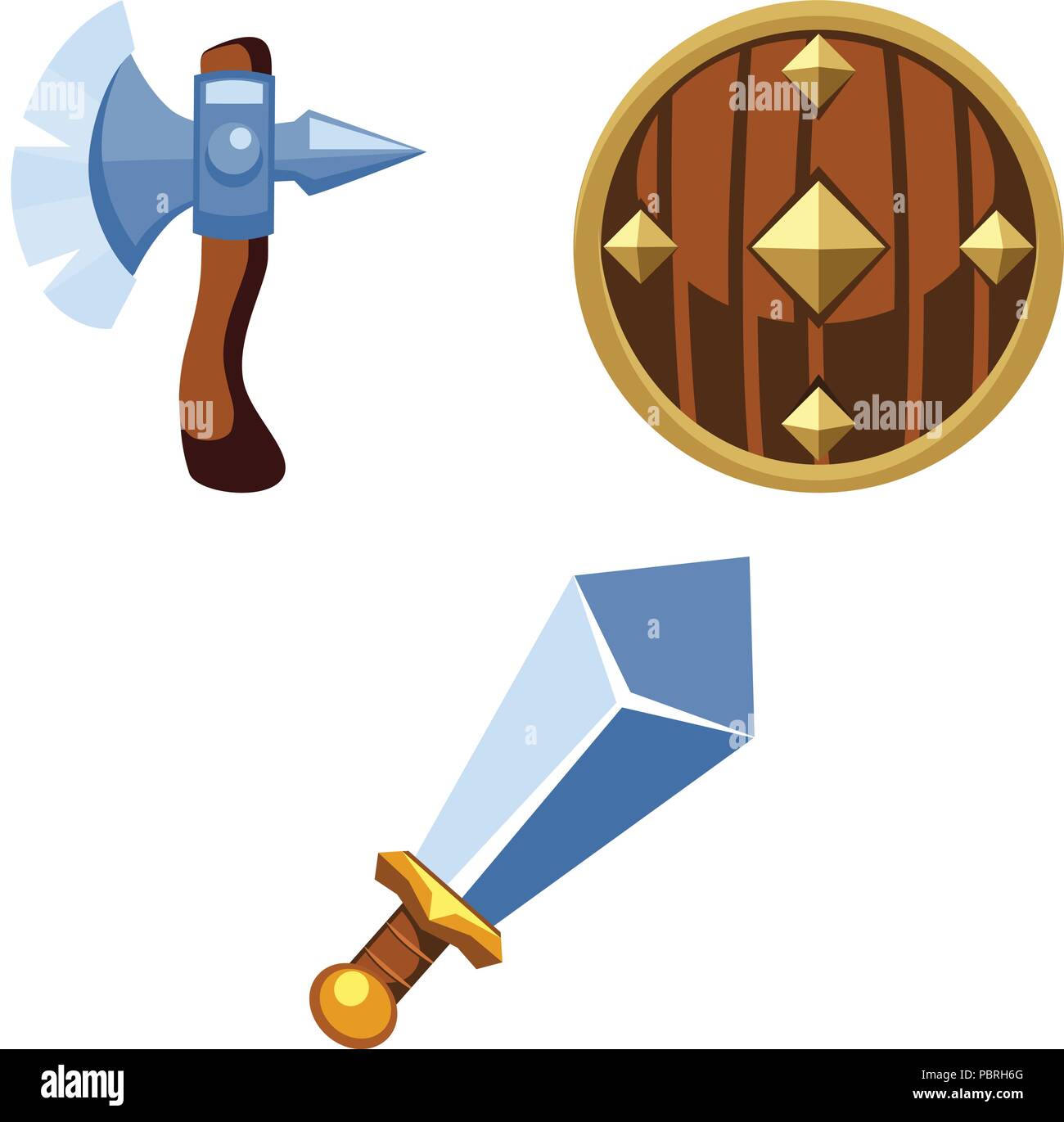 Cartoon weapons set of items, axe, shield, sword Stock Vector Image & Art - Alamy
