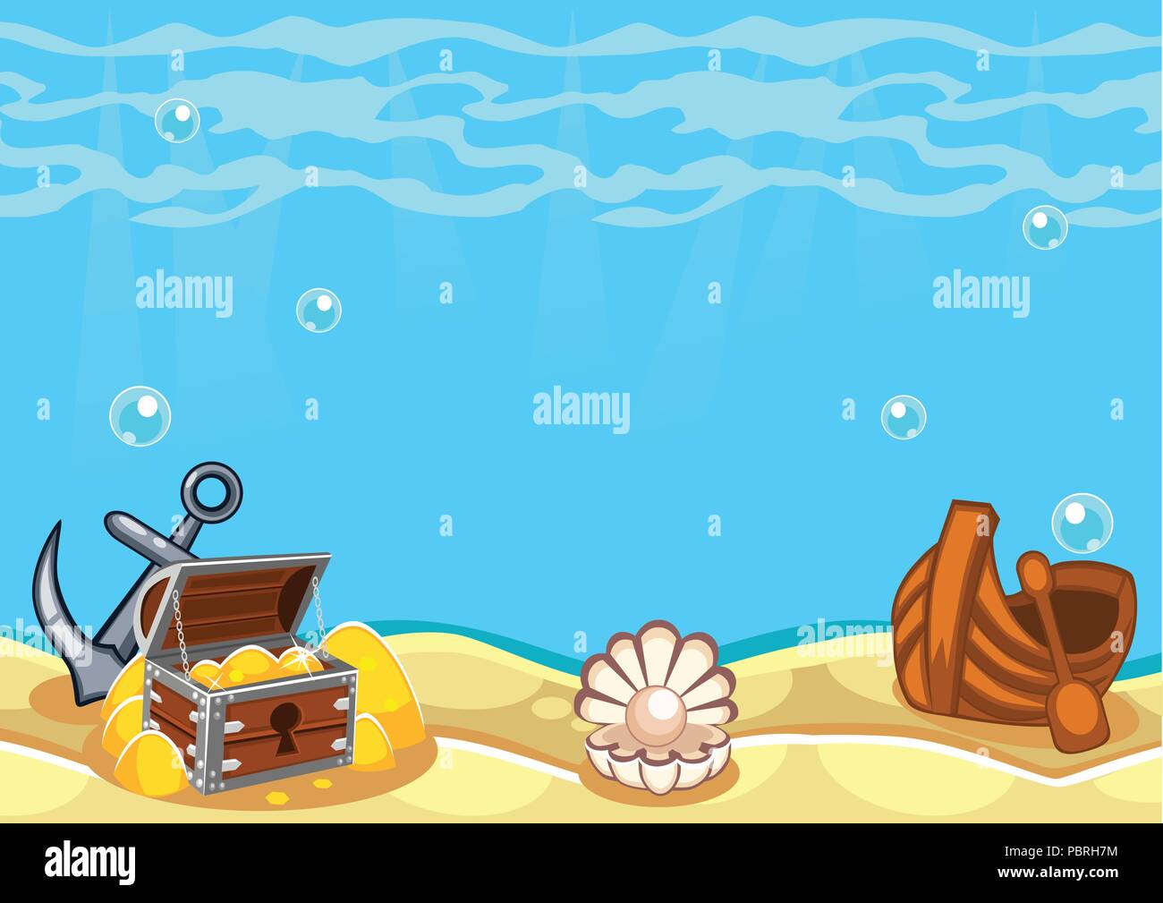 Cartoon Treasure Chest Underwater