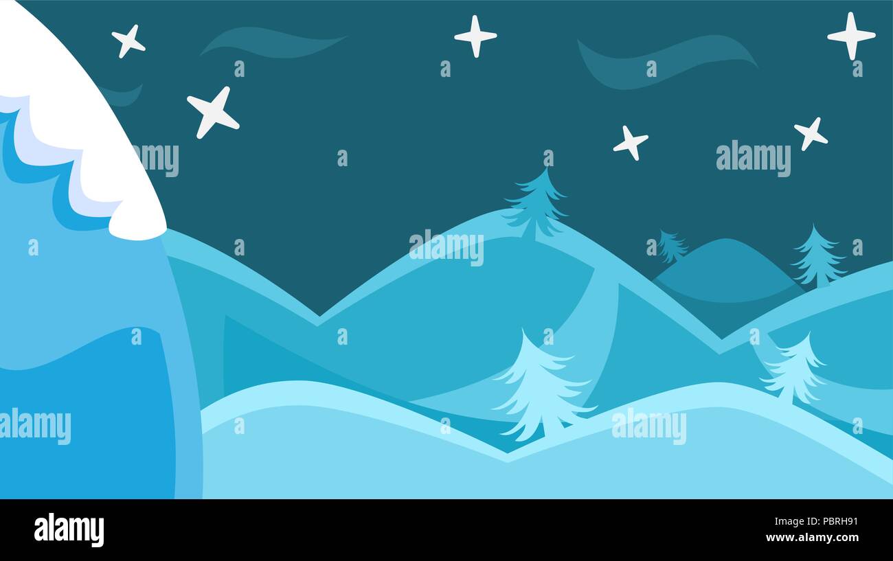 Cartoon vector winter night forest background Stock Vector Image & Art ...