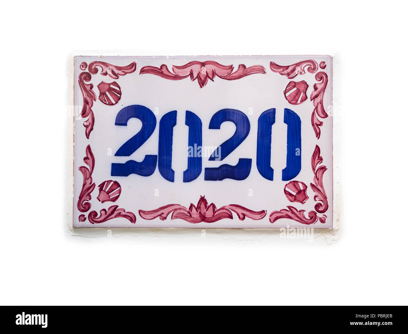 2020 Number / Year Plaque on a white background Stock Photo - Alamy