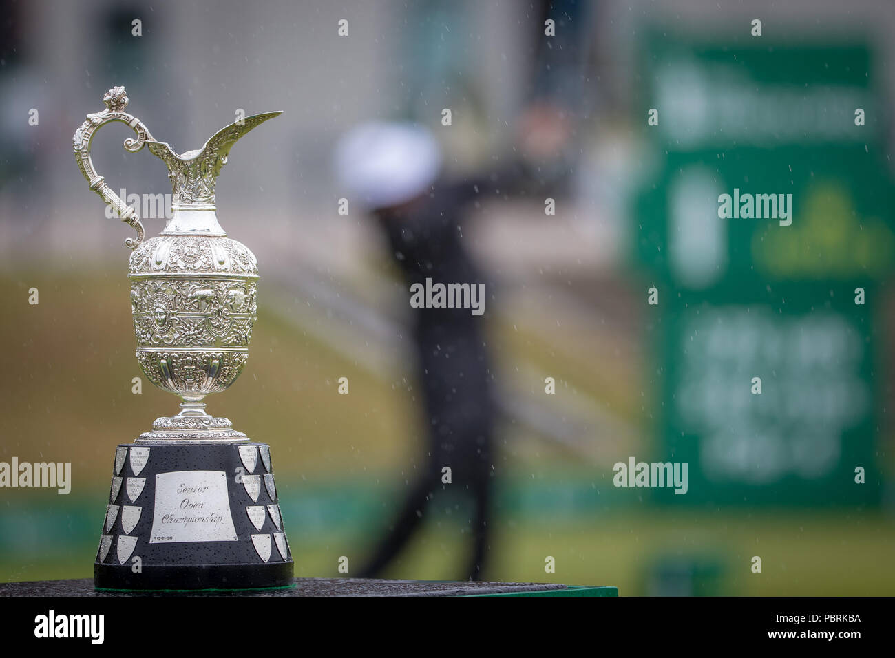 The Seniors Championship trophy on display at the 1st tee during day ...