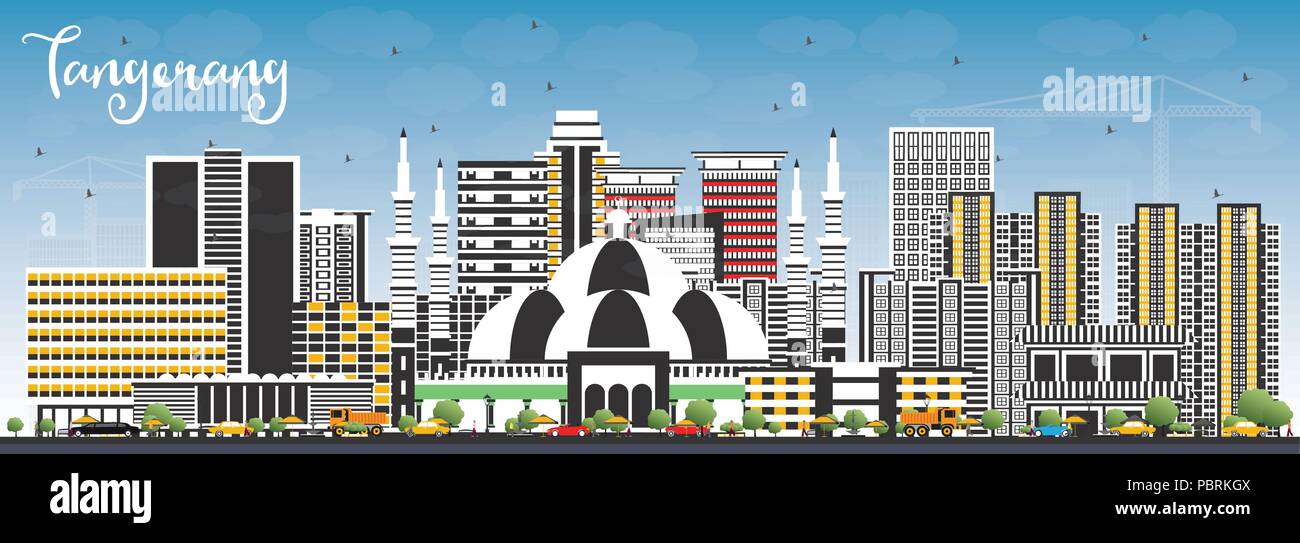 Tangerang Indonesia City Skyline with Gray Buildings and Blue Sky ...