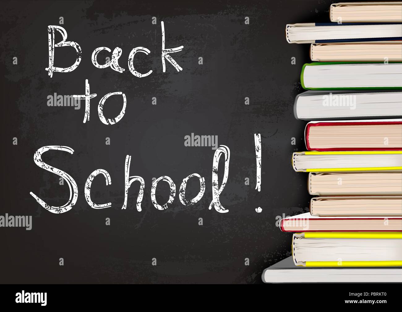 Back to School Written on Chalkboard with Books Stock Vector Image ...