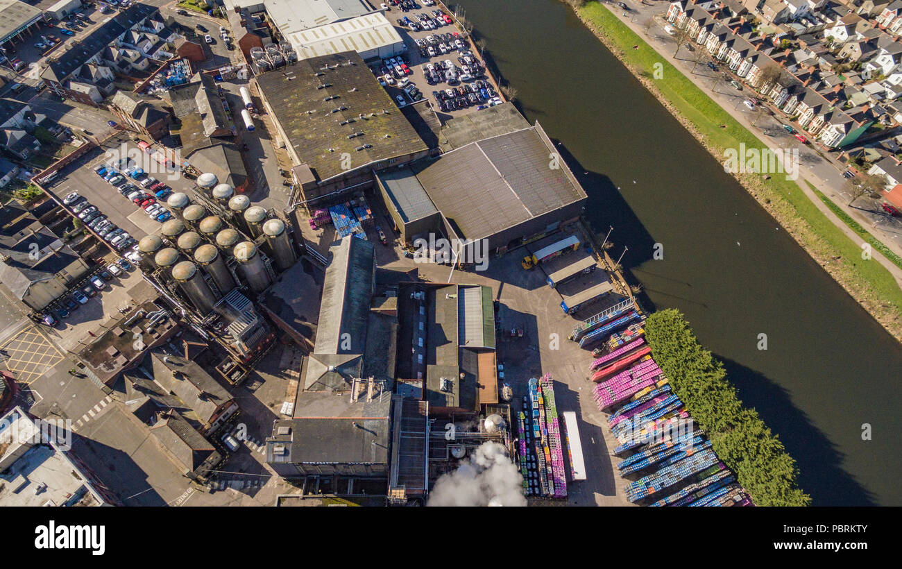 Aerial views of the Former Brains Brewery site in Cardiff, Wales. Now ...