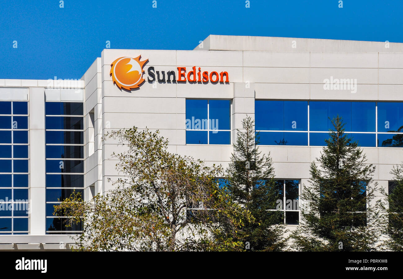 Belmont, CA, USA - Oct. 11, 2015: SunEdison Company. SunEdison is the ...