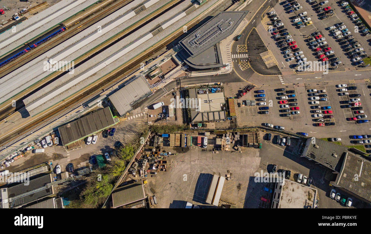 Aerial views of the Former Brains Brewery site in Cardiff, Wales. Now ...