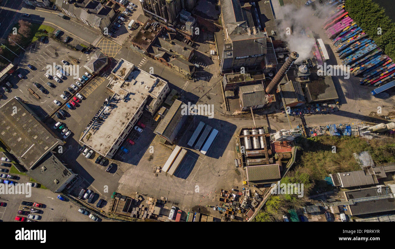 Aerial views of the Former Brains Brewery site in Cardiff, Wales. Now ...