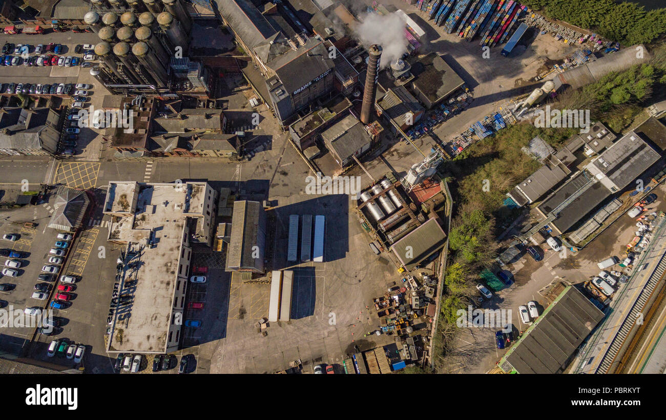 Aerial views of the Former Brains Brewery site in Cardiff, Wales. Now ...