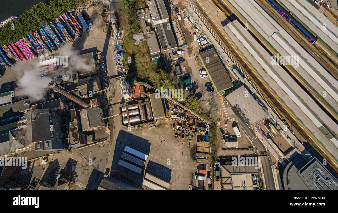 Aerial views of the Former Brains Brewery site in Cardiff, Wales. Now ...