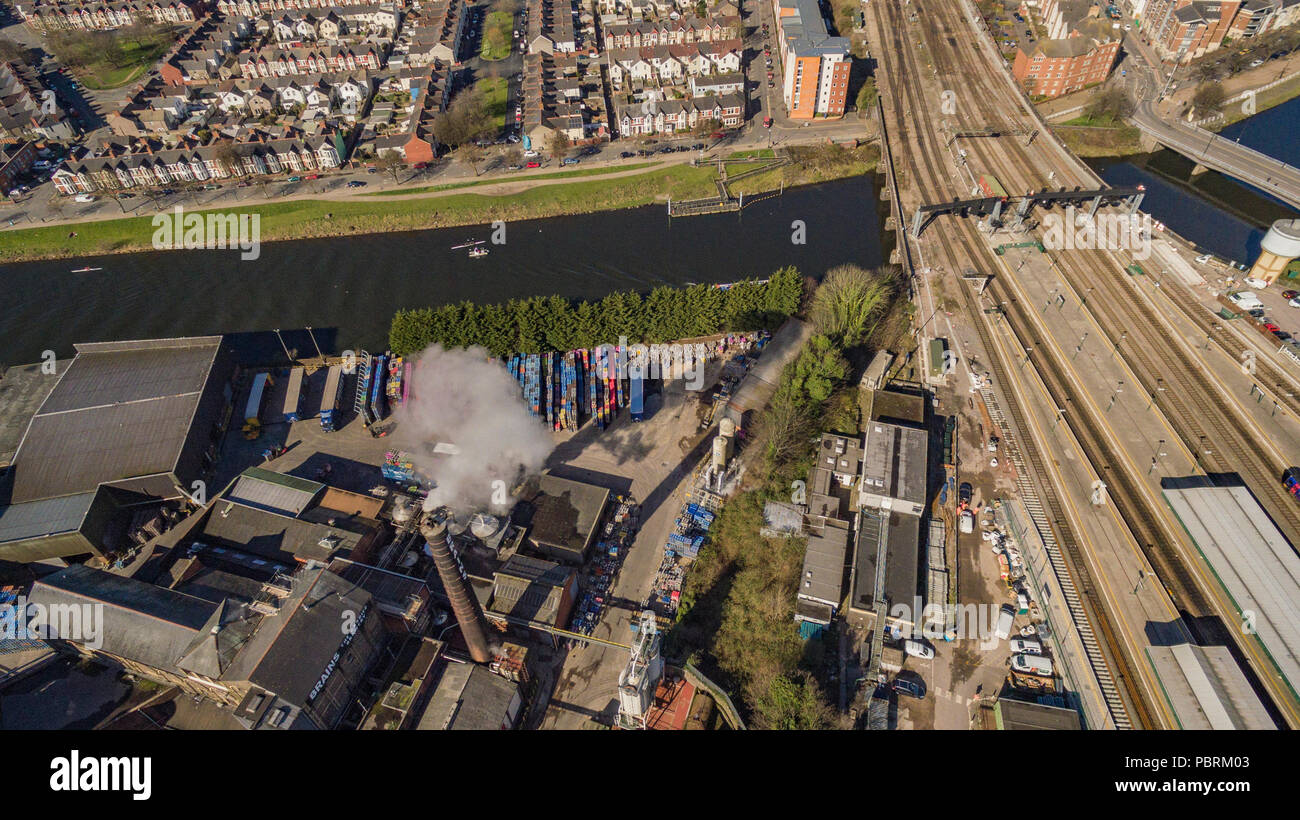 Aerial views of the Former Brains Brewery site in Cardiff, Wales. Now ...