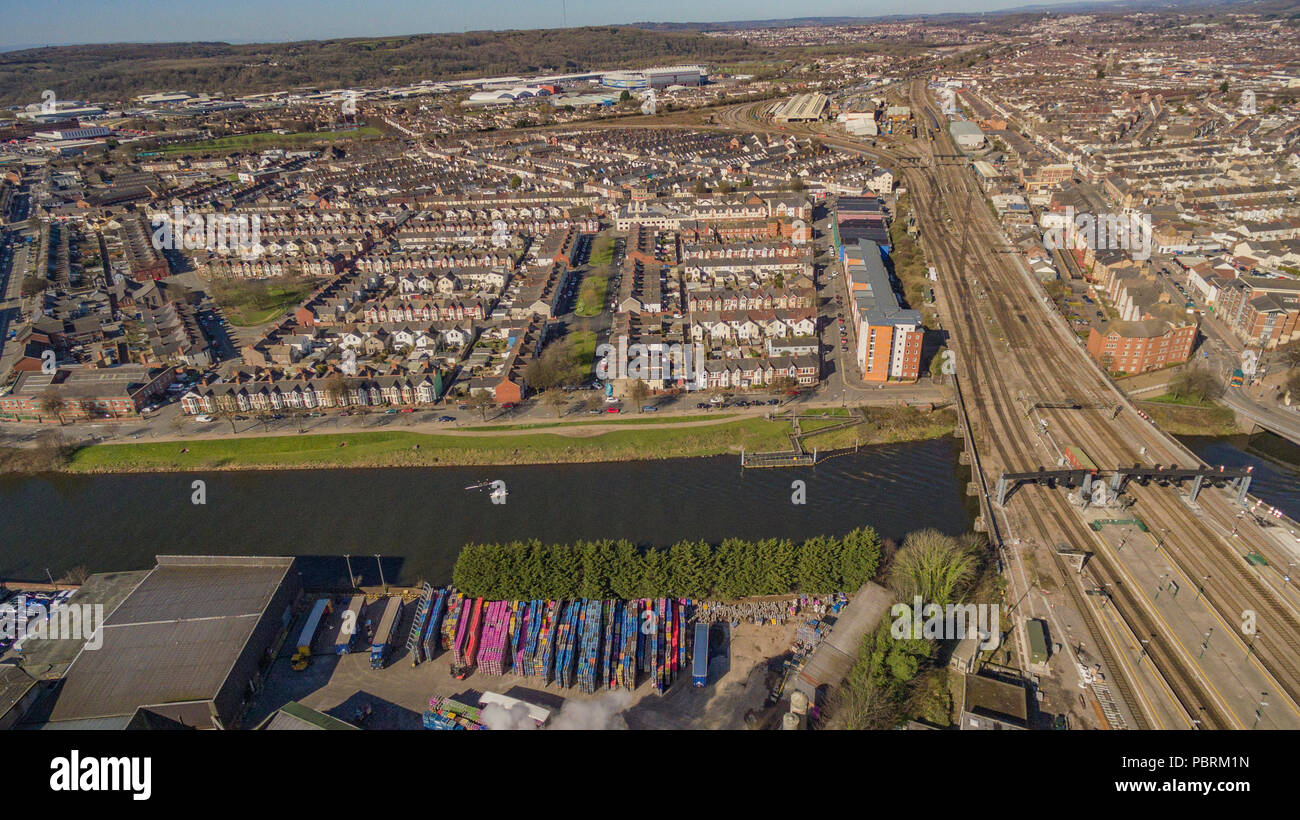Aerial views of the Former Brains Brewery site in Cardiff, Wales. Now ...