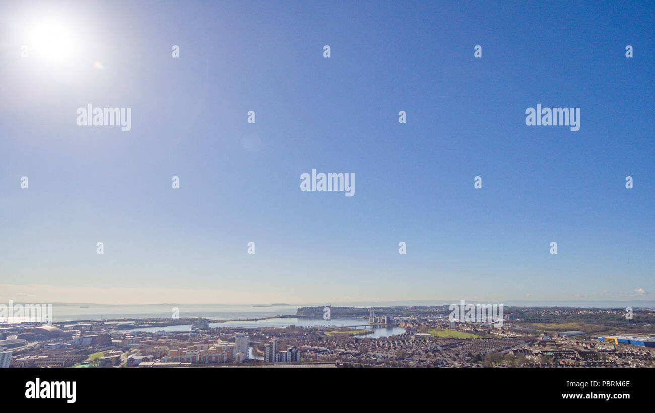 Aerial Views over Penarth Road, Cardiff looking towards The Bristol ...