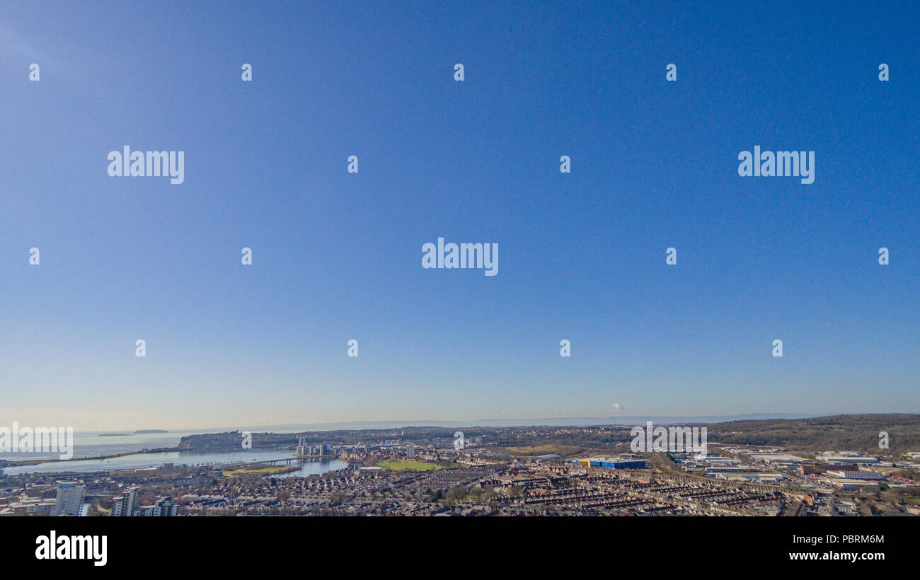 Aerial Views over Penarth Road, Cardiff looking towards The Bristol ...