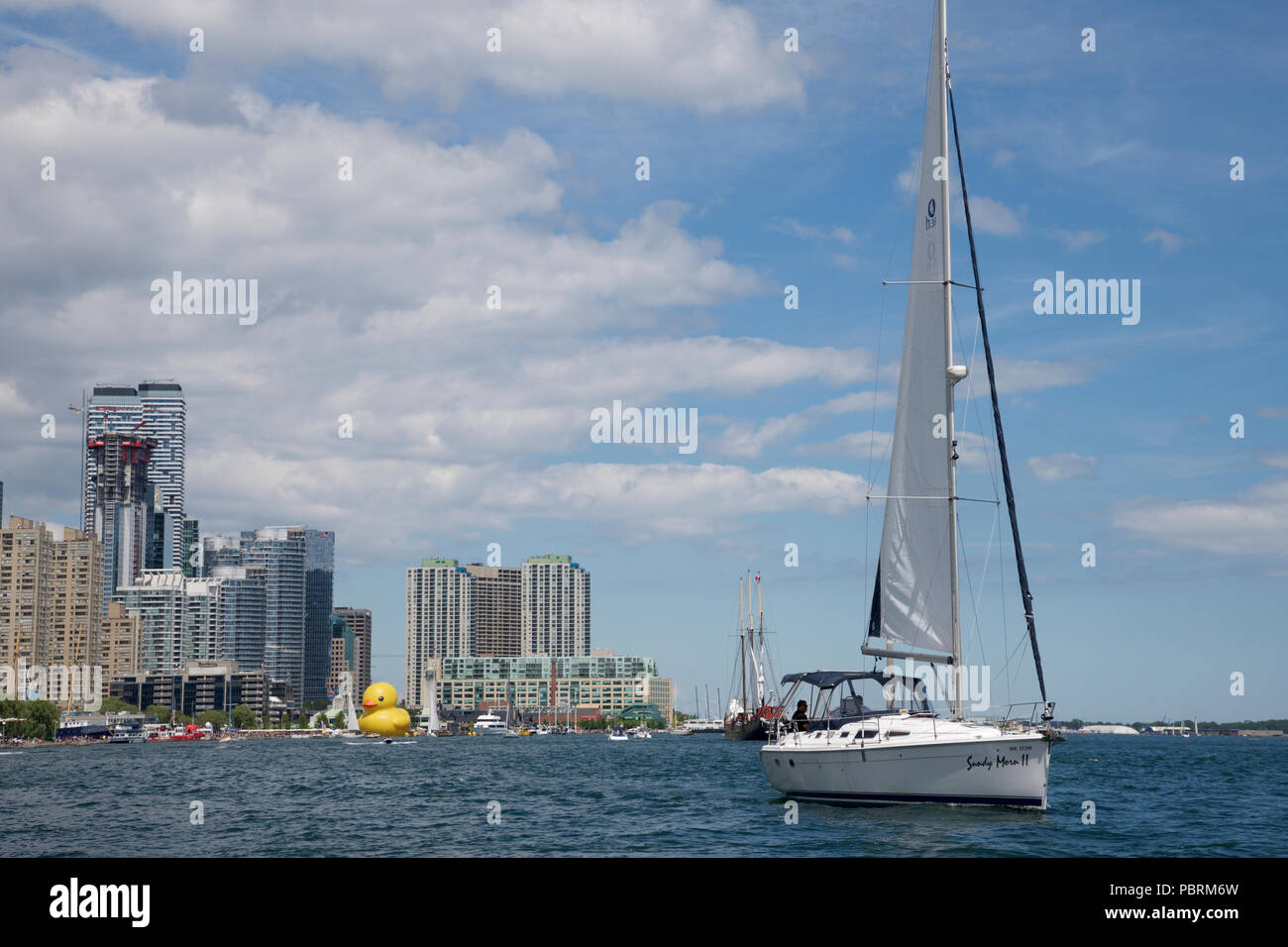 Lake Ontario with sailing boat as background Stock Photo - Alamy
