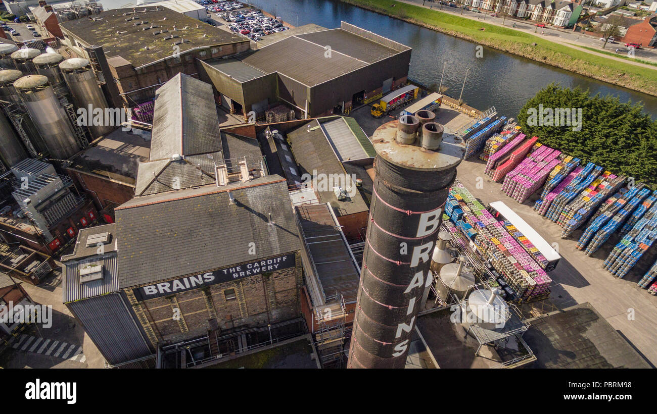 Aerial views of the Former Brains Brewery site in Cardiff, Wales. Now ...