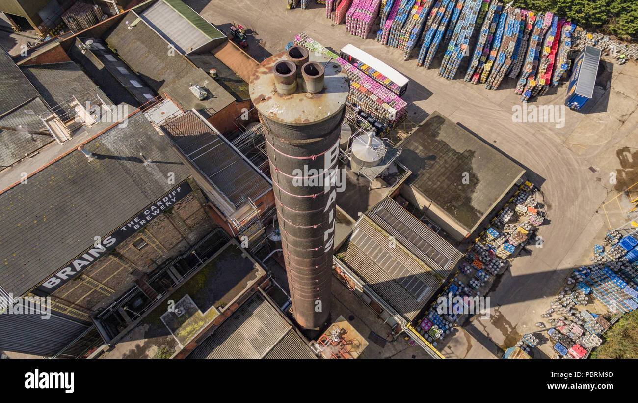 Aerial views of the Former Brains Brewery site in Cardiff, Wales. Now ...