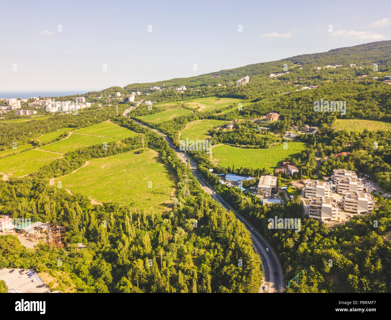 top view panorama landscape natural plantation farm Stock Photo - Alamy