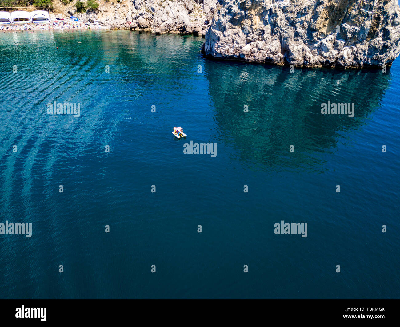 Aerial view anchored catamaran yacht hi-res stock photography and ...
