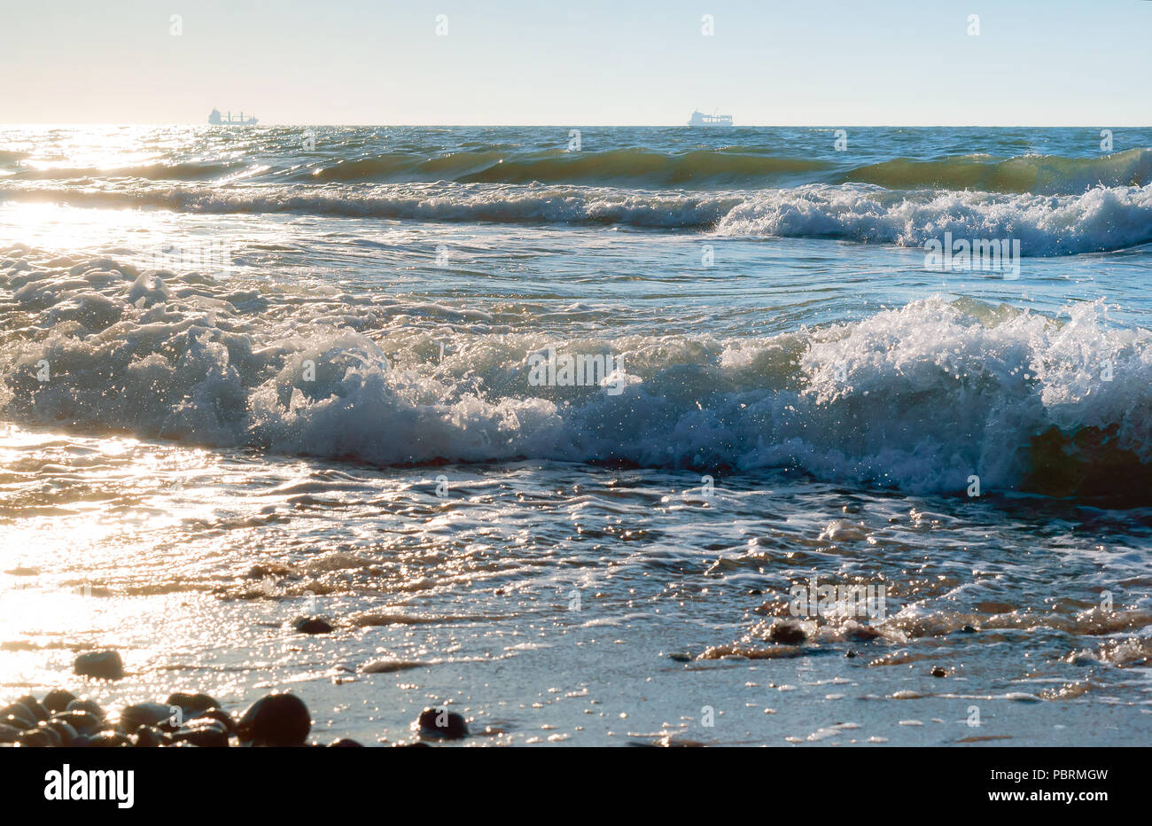 small sea wave, landscape the sky is the Baltic sea waves Stock Photo ...